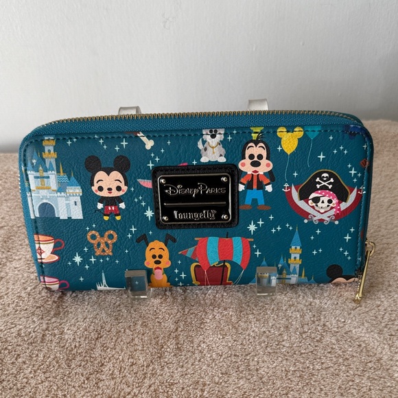 Loungefly | Bags | Loungefly Teal Disney Parks Icon Wallet | Poshmark